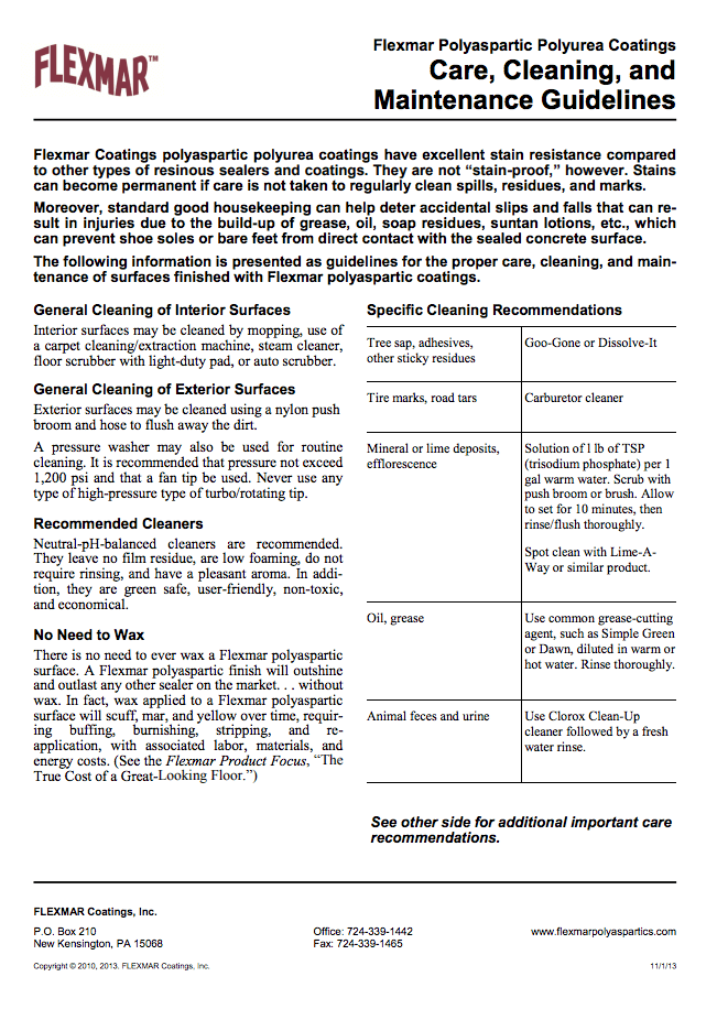 maintenance-guidelines - Flexmar Polyaspartic